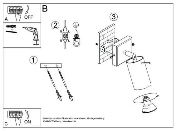 Sollux SL.0727 - Nástěnné bodové svítidlo RING 1xGU10/10W/230V