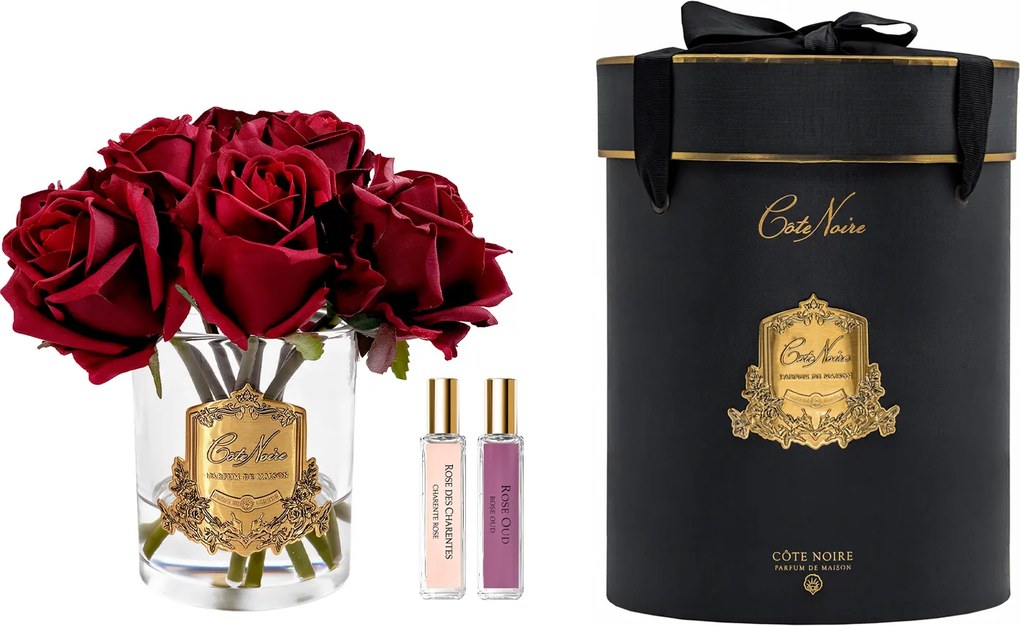 Côte Noire Premium Roses Bouquet kytice parfémovaných růží Carmine Red