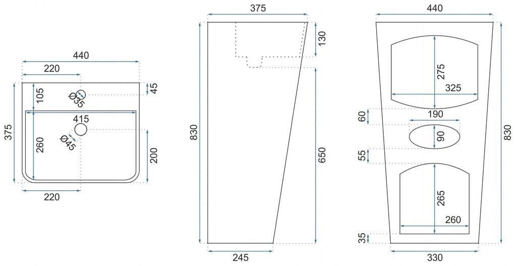 Volně stojící keramické umyvadlo REA ARIS bílé