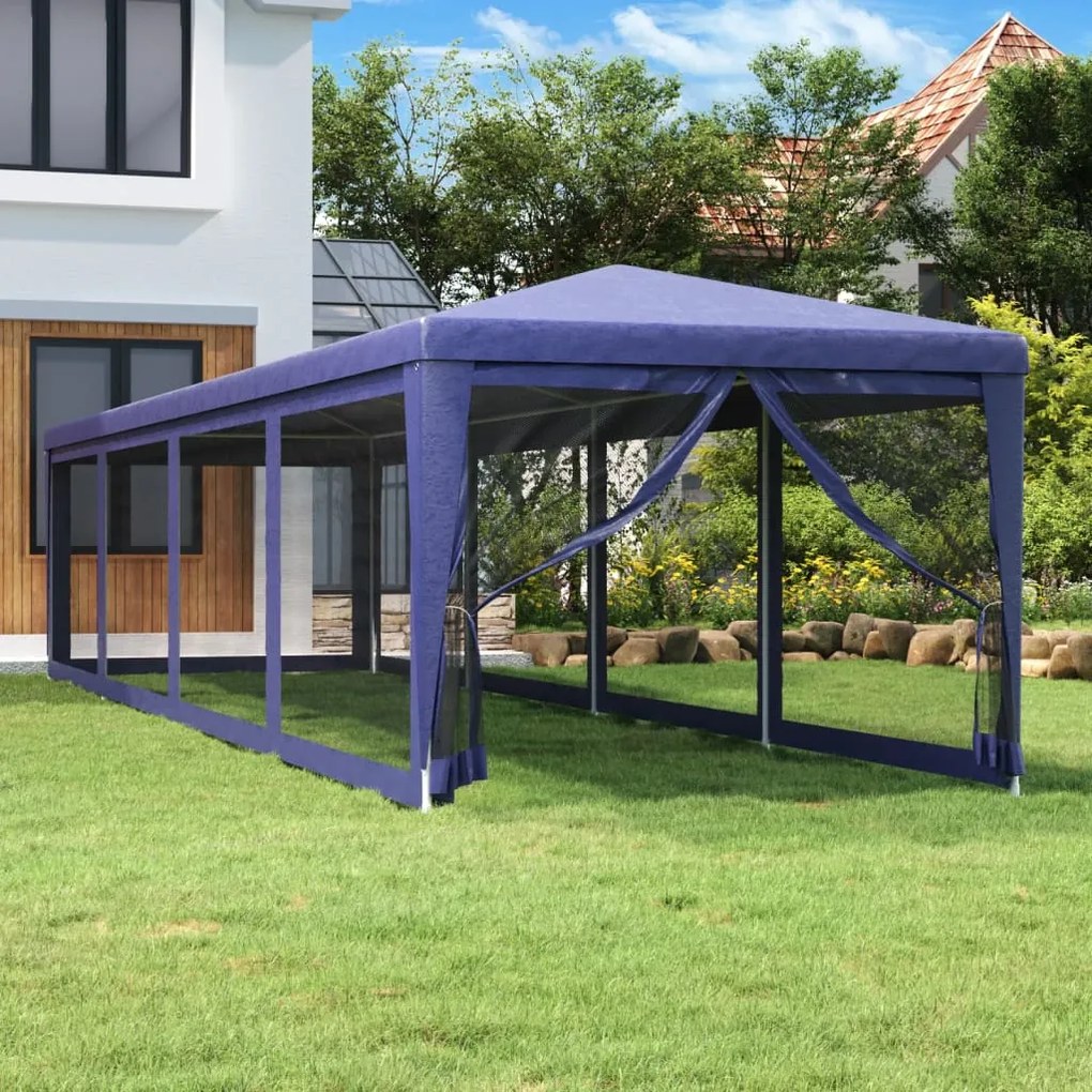 Party stan s 10 síťovanými bočnicemi modrý 3 x 12 m HDPE