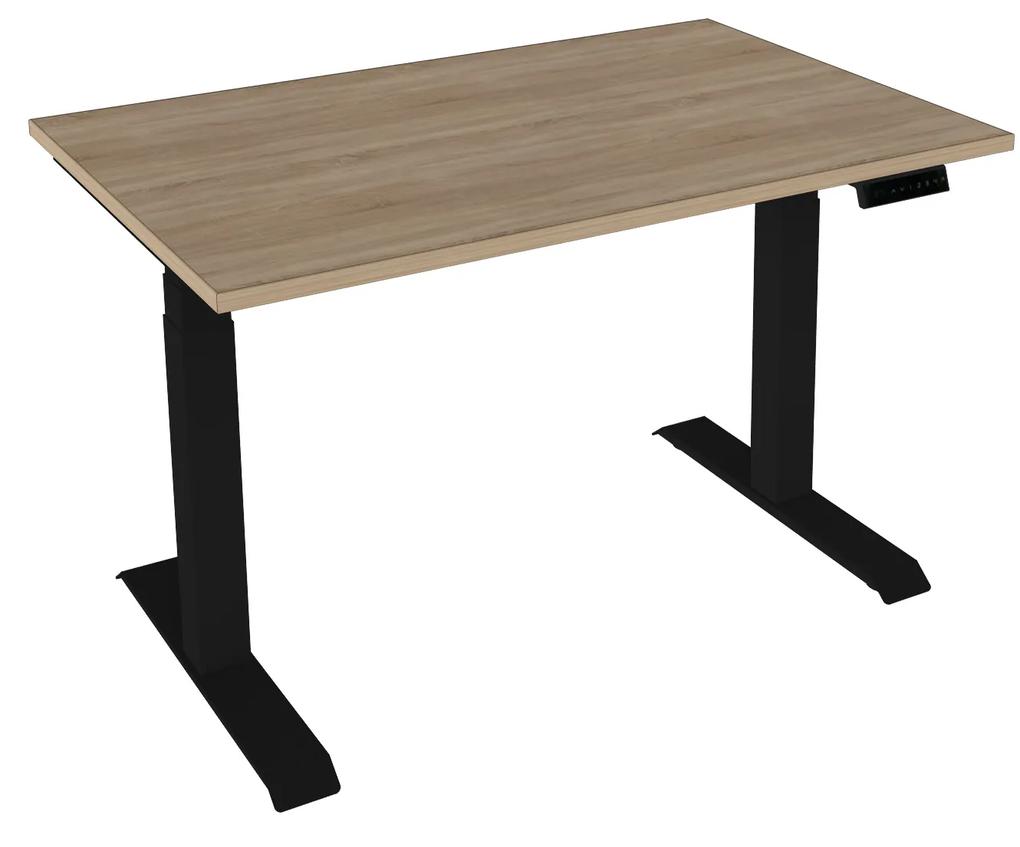 NOBL Dynamic + Elektr. nastavitelný polohovací stůl 120x80 s pamětí Dynamic + Dekor stolové desky: dub bardolino, Barva podnože: černá
