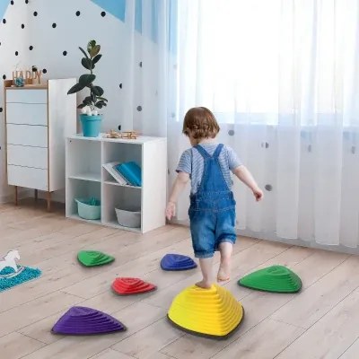 AIYAPLAY sada 6 nášlapných kamenů, protiskluzový design, do interiéru i exteriéru, stohovatelné, barevné