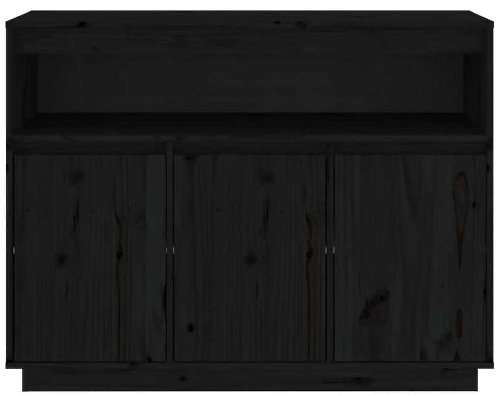 Příborník černý 104,5 x 34 x 80 cm masivní borové dřevo - Default Title