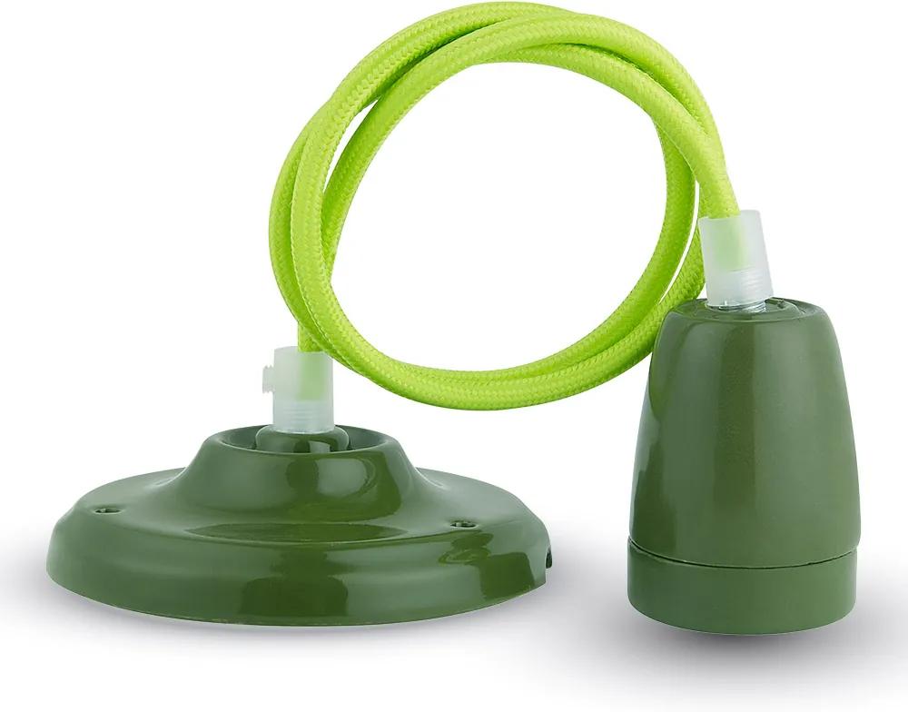 V-TAC Kabel s retro porcelánovou objímkou, zelená barva