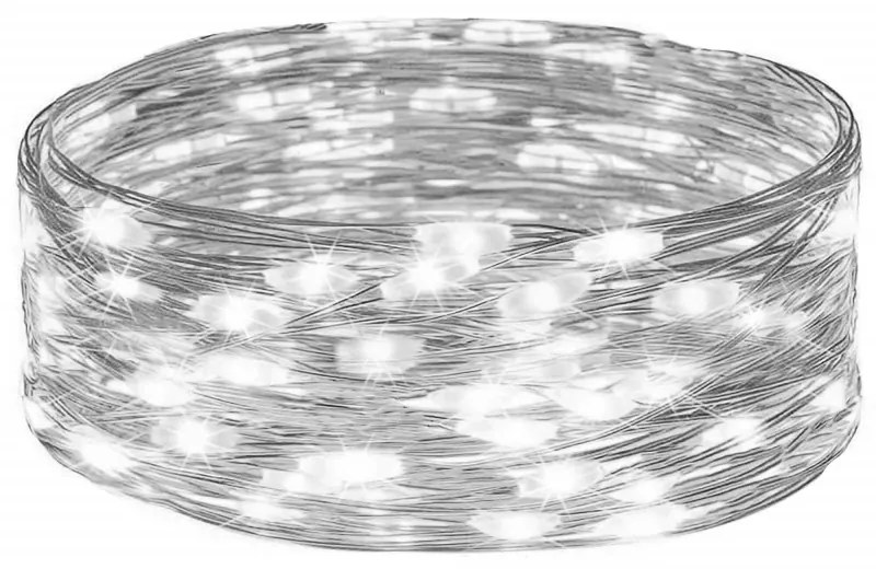 LED řetěz Nano - 1m, 10LED, 2xCR2032, studená bílá