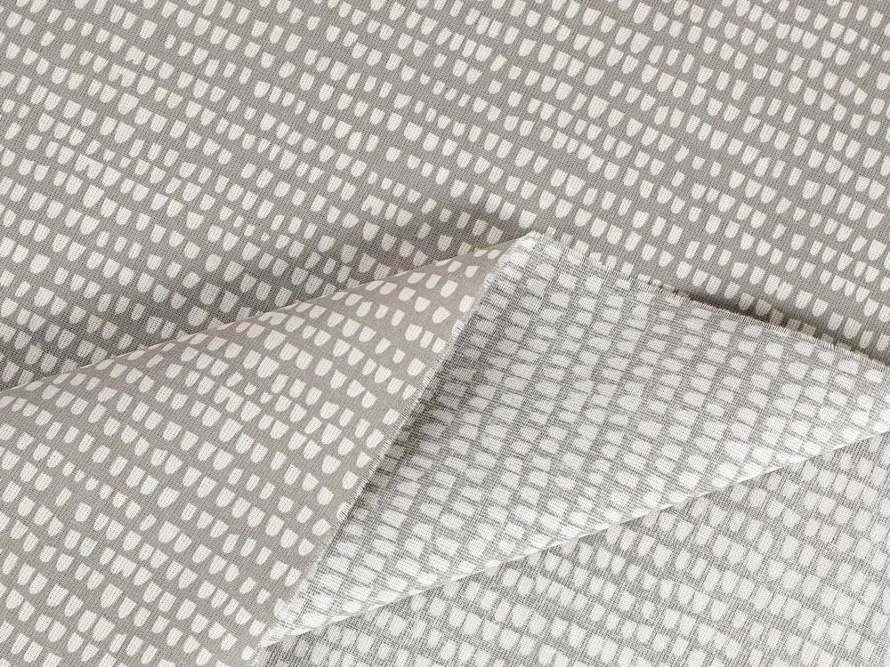 Biante Bavlněný závěs Sandra SA-062 Nepravidelné tvary na šedobéžovém 140x250 cm