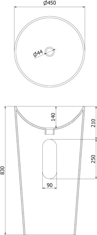 Mexen Onyx-03, volně stojící umyvadlo z konglomerátu 45x45x83 cm, bílá matná, 26534500