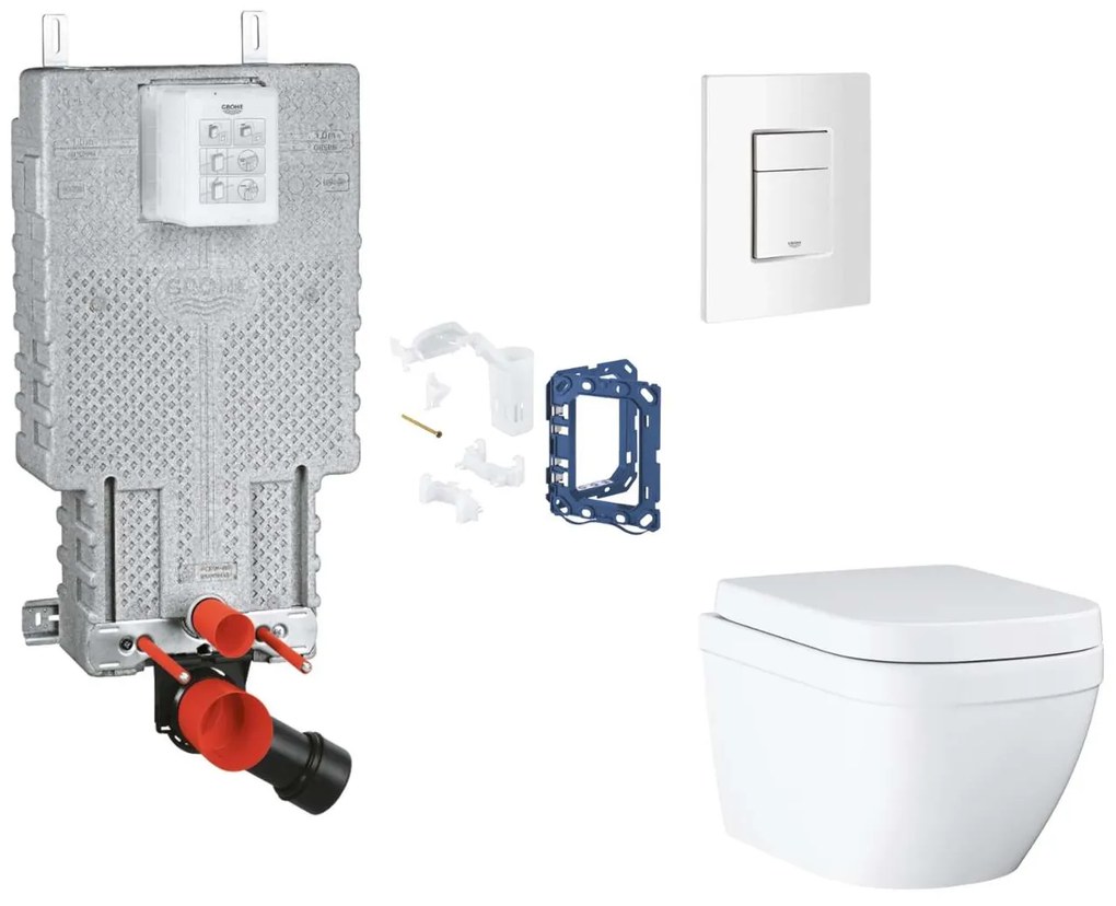 Grohe Uniset - Set předstěnové instalace, klozetu, sedátka SoftClose, tlačítka Skate Cosmopolitan a sady pro vhazování tablet, Triple Vortex, alpská bílá SANI15BB3120