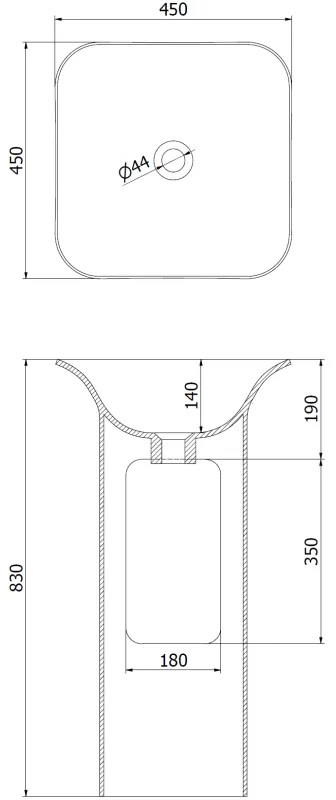 Mexen Ria, volně stojící umyvadlo z konglomerátu 45x45x83 cm, bílá matná, 26584500
