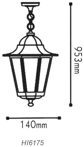 ACA Lighting Venkovní závěsná lucerna HI6175V max. 60W/E27/IP45, Green-black