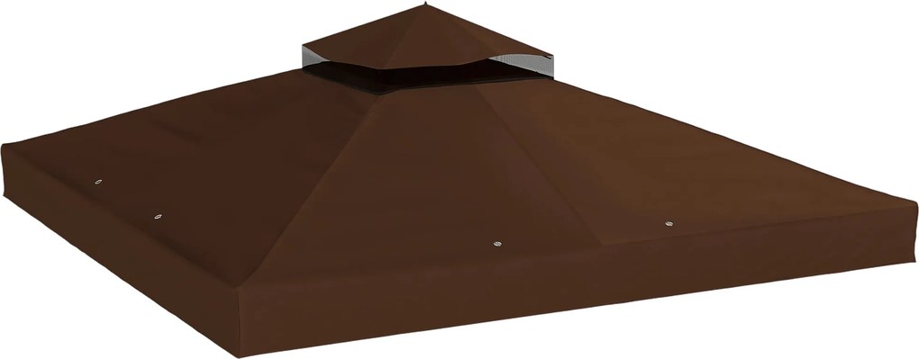 Outsunny dvouvrstvá náhradní střecha pro altán 3 × 3 m – Oxford 370 g/m², UPF30+, odtokové větrací otvory, kávová | Aosom