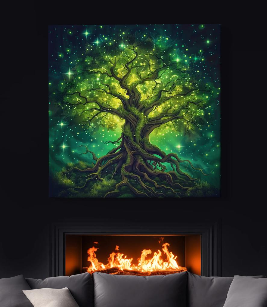 Obraz na plátně - Strom života Vesmírné snění FeelHappy.cz Velikost obrazu: 60 x 60 cm