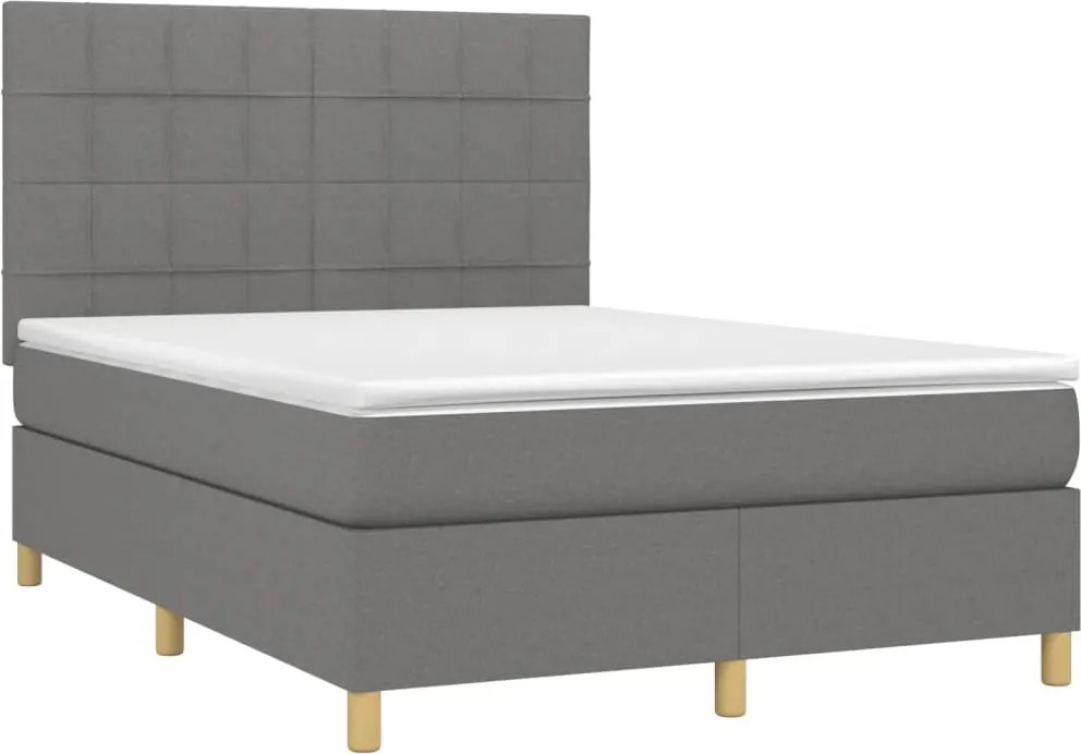 Box spring postel s matrací tmavě šedá 140x200 cm textil 3142338