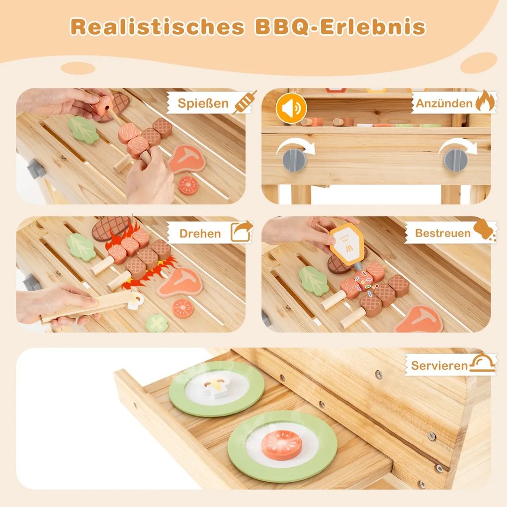 Costway Hrací sada Kids Grill s kuchyňským setem Play Food a Grill Tools