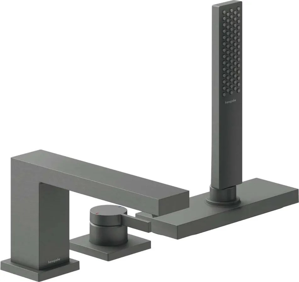Hansgrohe Tecturis E - Baterie na okraj vany, 3-otvorová instalace, sBox, kartáčovaný černý chrom 73443340