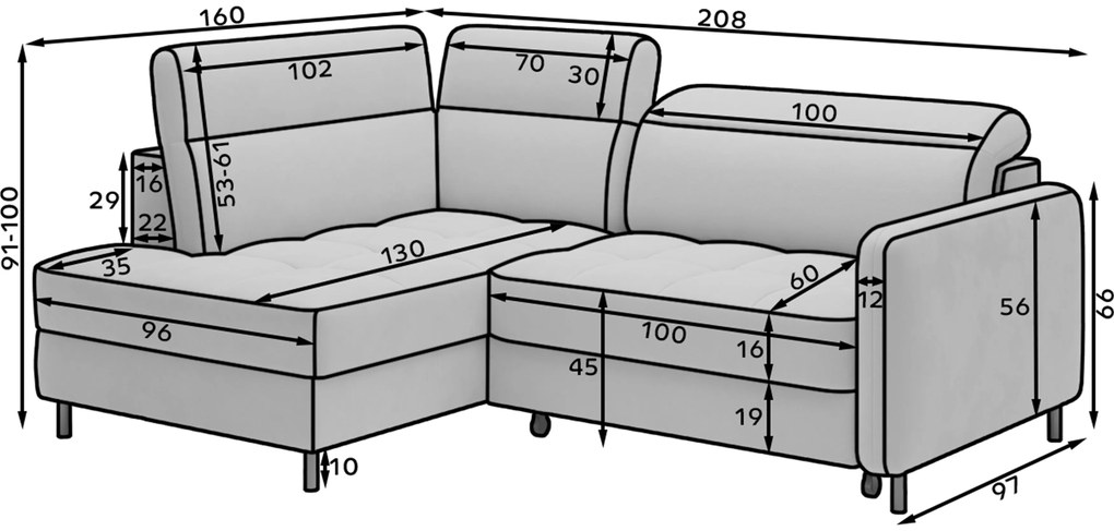 Eltap Rohová sedací souprava Barea Materiál a barva potahu: Aspen 05 - tmavě šedá, Orientace: pravá