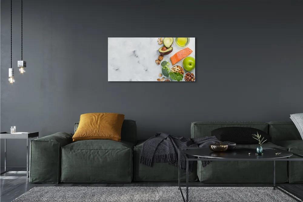 Obrazy na plátně Lososový olej jablko ořechy 100x50 cm