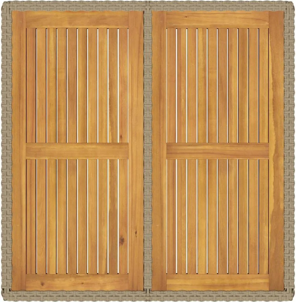 Zahradní stůl béžový 109x107x74 cm polyratan a masivní akácie 316791