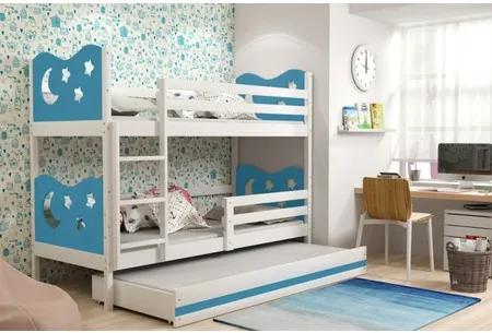Dětská patrová postel s výsuvnou postelí MIKO 190x80 cm Bílá Bílá