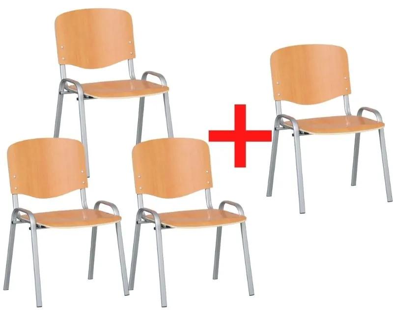 B2B Partner Dřevěná židle ISO, buk, konstrukce šedá, nosnost 120 kg, 3+1 ZDARMA