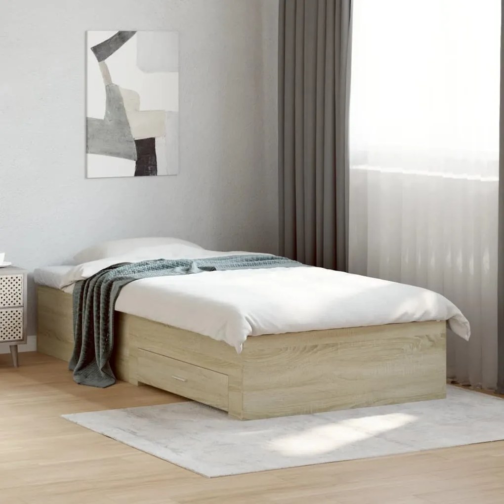 Rám postele se zásuvkami dub sonoma 90x200 cm kompozitní dřevo 3280428