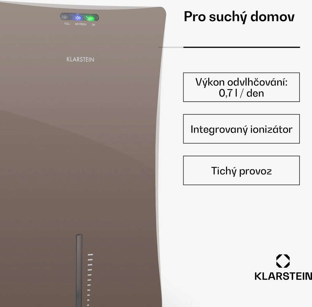 Klarstein Drybest 2000 2G, odvlhčovač vzduchu, ionizátor, 700 ml/24 h, 70 W, hnědá