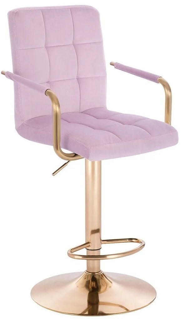 LuxuryForm DESIGN Barová židle VERONA GOLD VELUR na zlaté kulaté podstavě - levandule