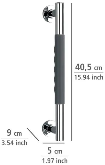 WENKO 23284100-Madlo SECURA 40,5x9 cm nerez/antracit/lesk. chrom
