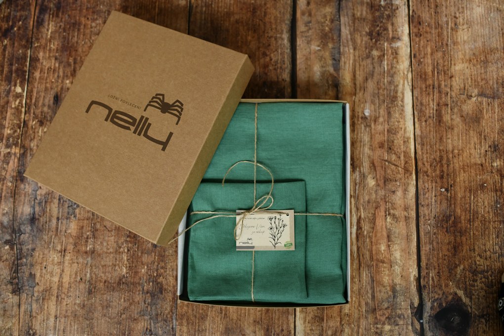 Nelly Lněný povlak na polštář - zelený Rozměr: 50/50 CM ZIP