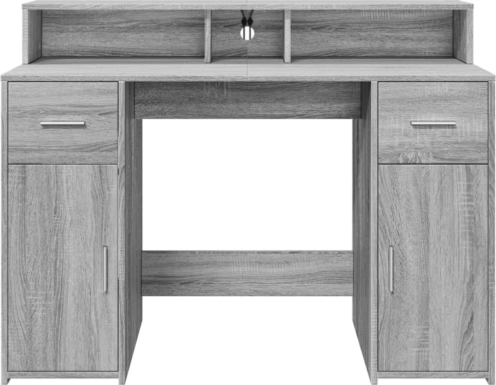 Psací stůl s LED šedý sonoma 120 x 55 x 91 cm kompozitní dřevo 3309416