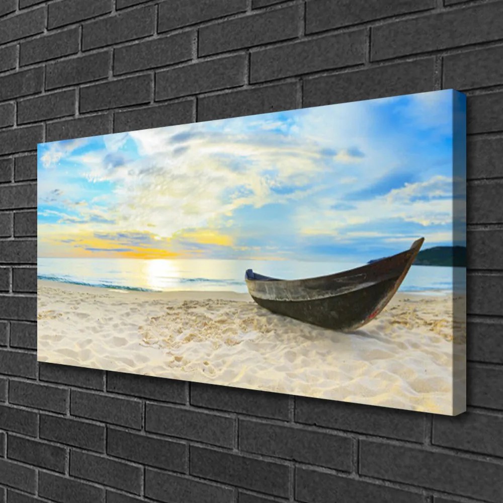 Obraz na plátně Szklany Łódka Plaża Morze 125x50 cm