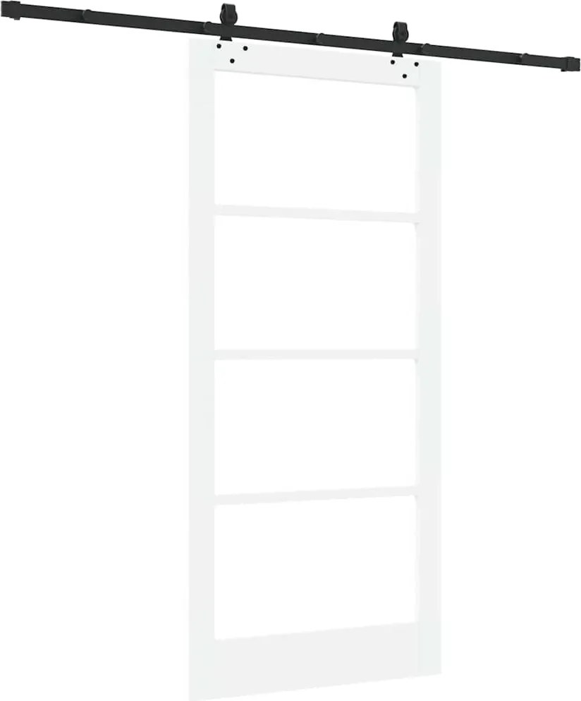 Posuvné dveře Bílá 93 x 202 cm Masivní borové dřevo a sklo 3332316