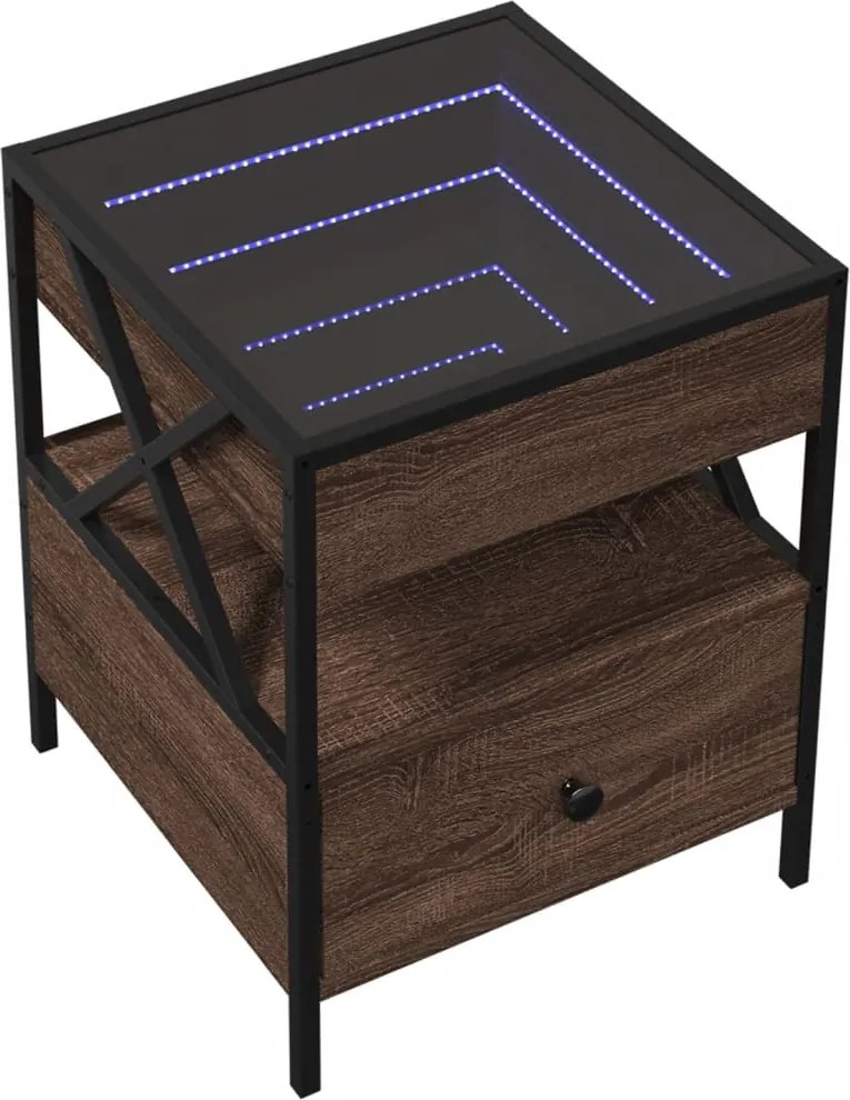 Noční stolek s Infinity LED hnědý dub 40 x 40 x 51 cm 3284105
