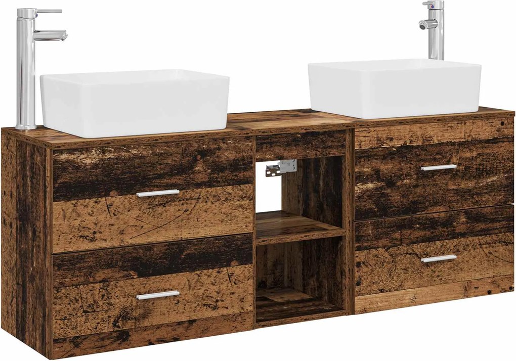 Sada koupelnových skříněk 3 ks Staré dřevo 53 x 34,5 x 63 cm 3405857