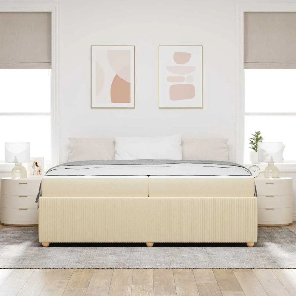 Rám postele Krémová 200 x 200 cm textil 3398436