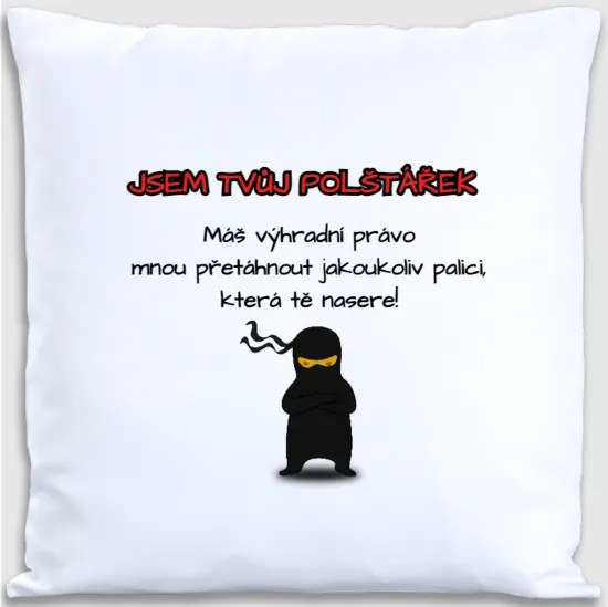 Super plecháček Vtipný polštář s potiskem ninja 40 x 40 cm Oboustranný tisk: ANO