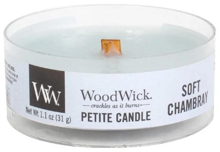 WoodWick - vonná svíčka Petite, Soft Chambray (Čisté prádlo) 31g