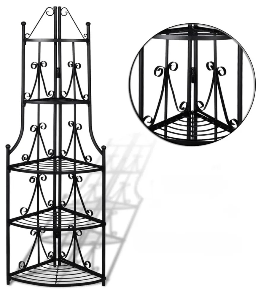 vidaXL Marketos Rohový stojan na květiny černý