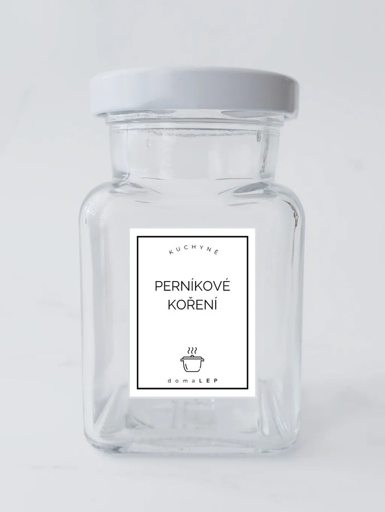 Samolepka na kořenky PERNÍKOVÉ KOŘENÍ bílá 3 × 4 cm základní písmo