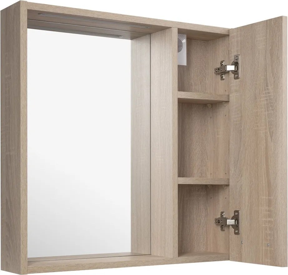 Aqualine Aqualine, ZOJA/KERAMIA FRESH STRIP galerka s LED osvětlením, 60x60x14cm, pravá, dub platin, 45028S