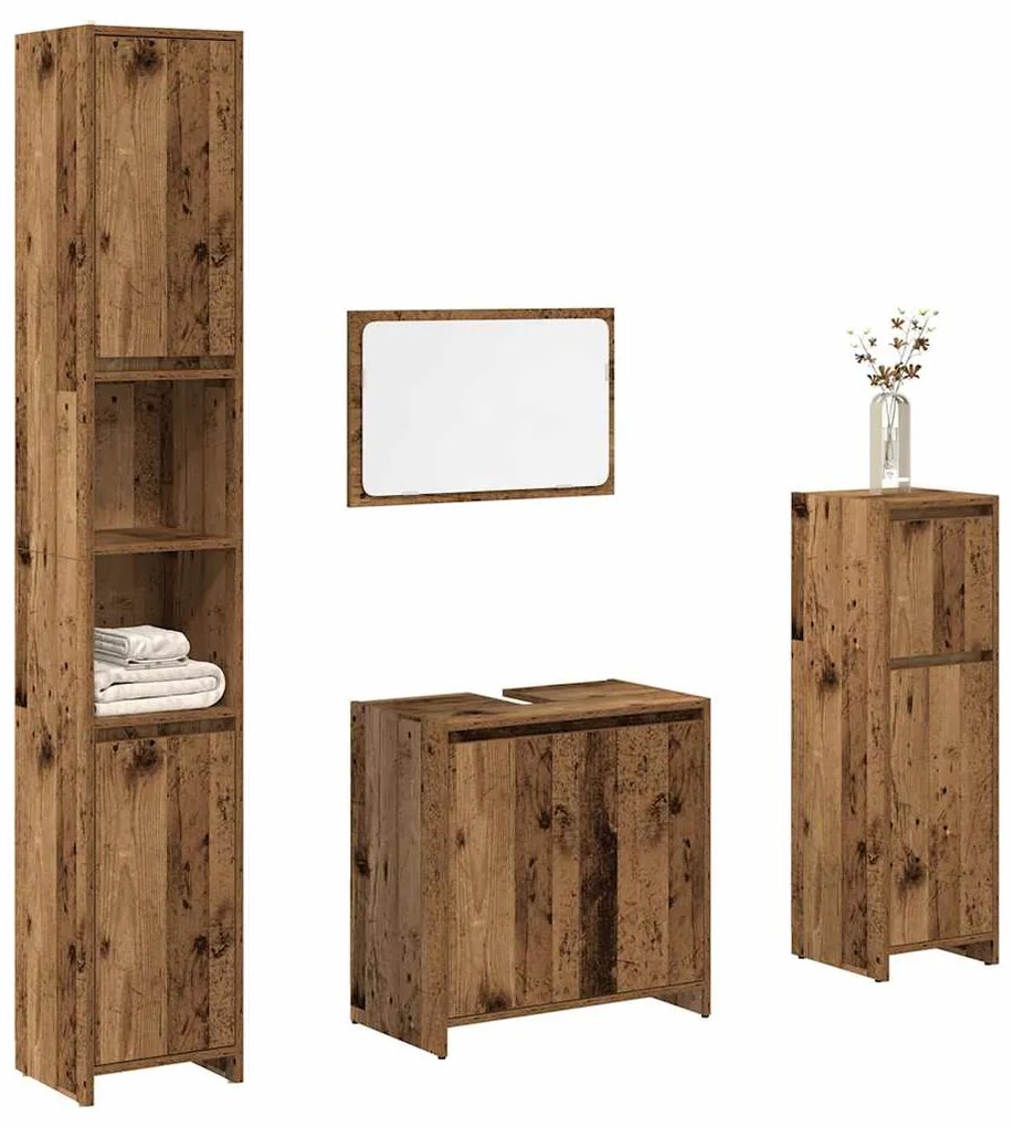 4dílná koupelnová sestava old wood kompozitní dřevo 3328555