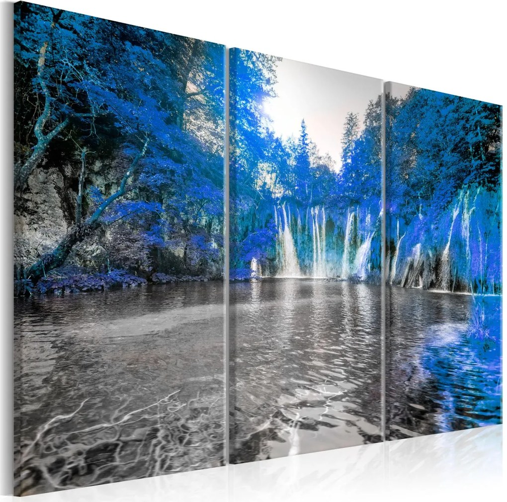 Murando DeLuxe Třídílné obrazy - vodopád v modrém lese Velikost: 150x100 cm