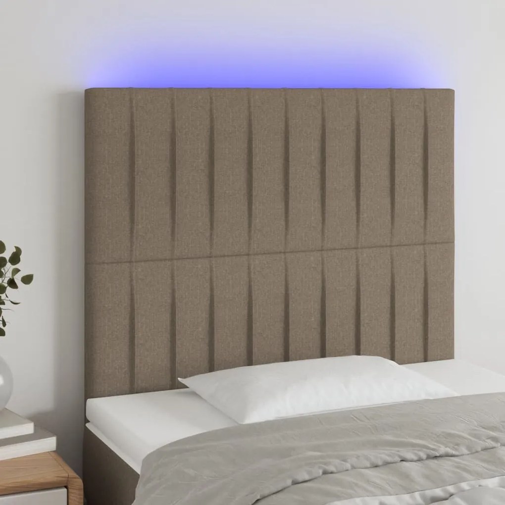 Čelo postele s LED taupe 100x5x118/128 cm textil