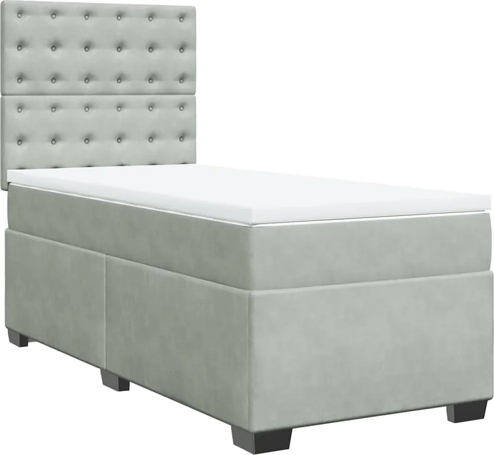 Box spring postel s matrací světle šedá 90x190 cm samet 3293098