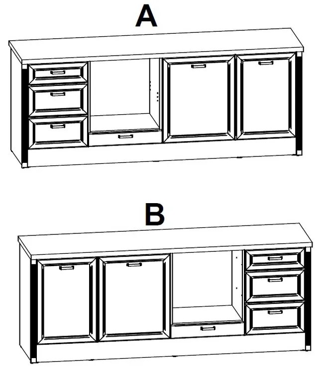 Kuchyňská linka Jasmin, bělená pinie/dub artisan