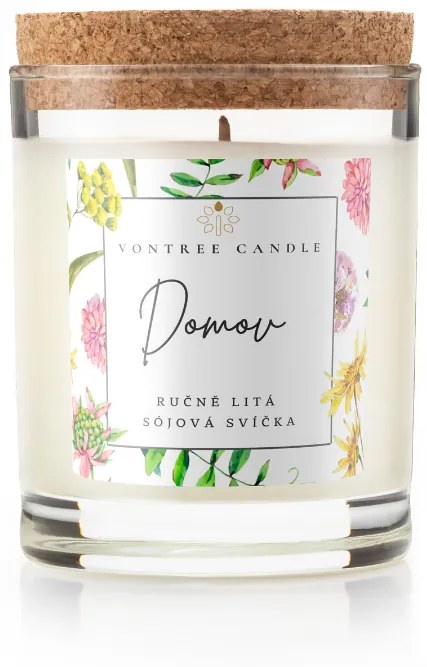 Sójová svíčka VONTREE CANDLE | Domov | Pačulí, Pižmo, Jasmín a Med | 175 g Typ víčka: Korkové víčko