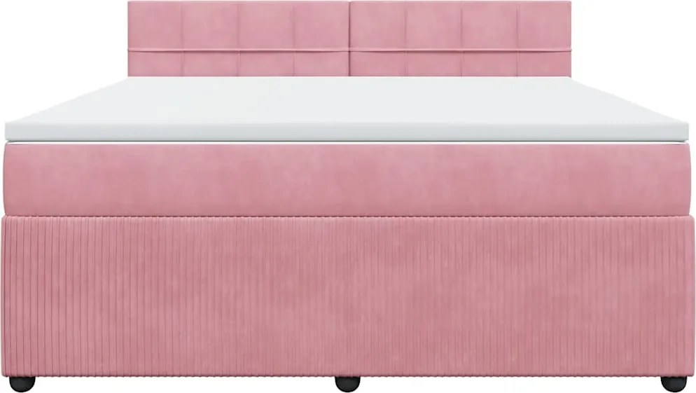Box spring postel s matrací růžová 180x200 cm samet 3287811