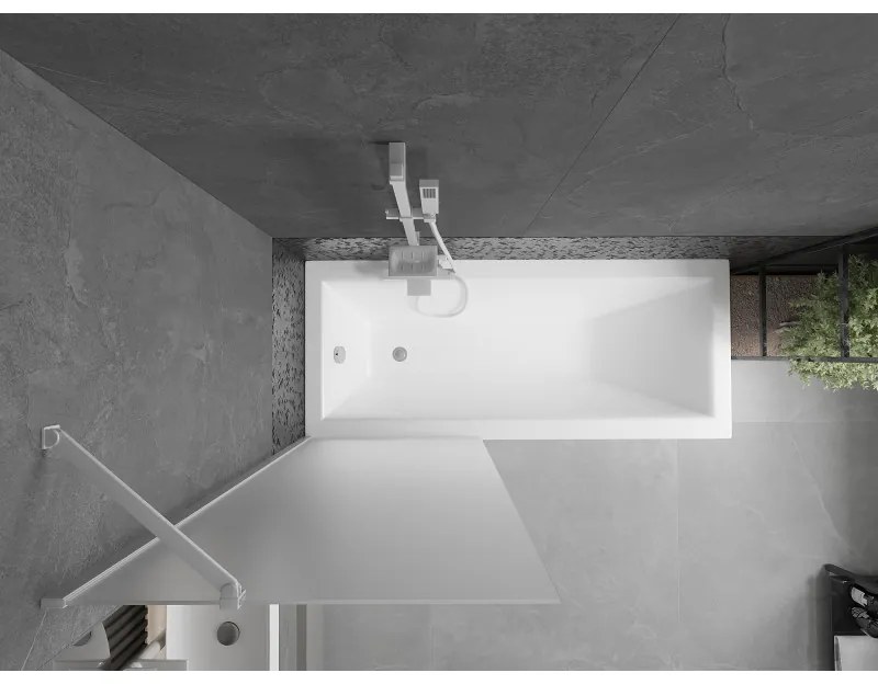 Mexen Next, vanová zástěna 1-křídlová 70 x 150 cm, fixní křídlo, 6 mm námraza sklo, bílý profil, 895-070-000-00-30-20