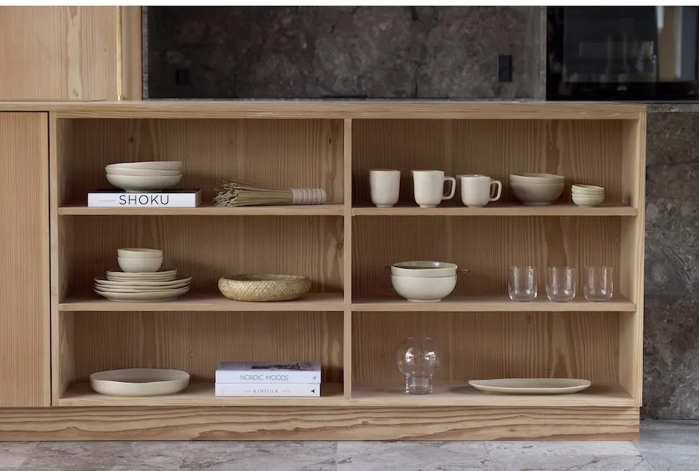 Villa Collection Kameninový hrnek s ouškem Shoku Soft Beige 33 cl