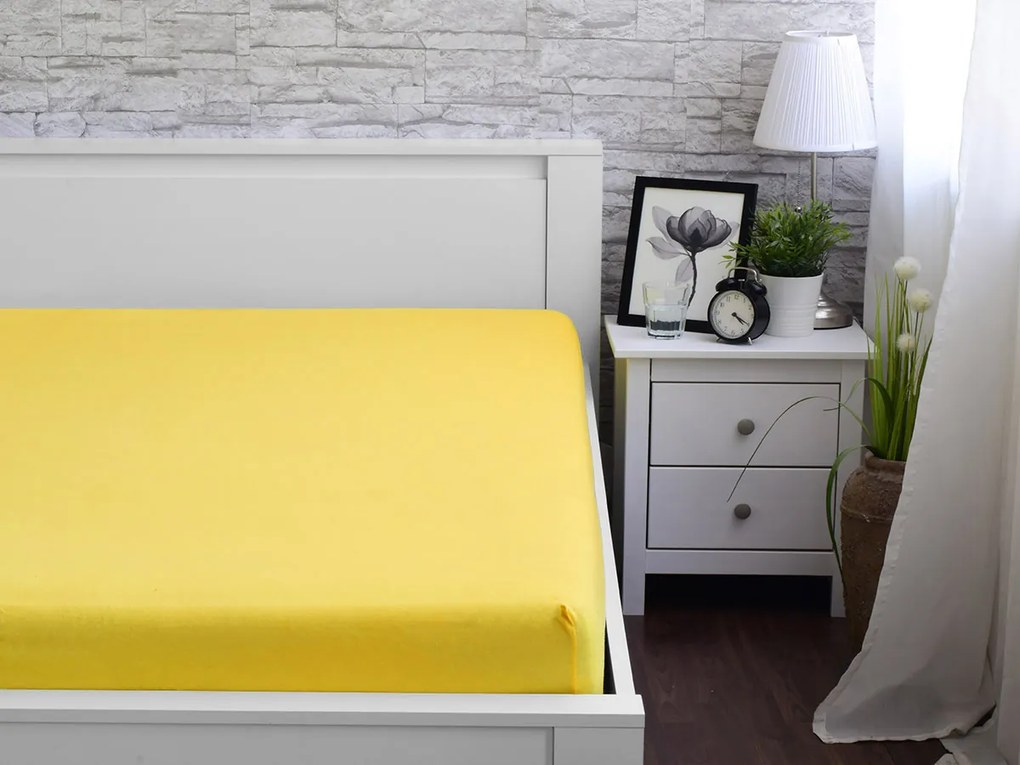 XPOSE® Jersey prostěradlo Exclusive - žluté 180x200 cm